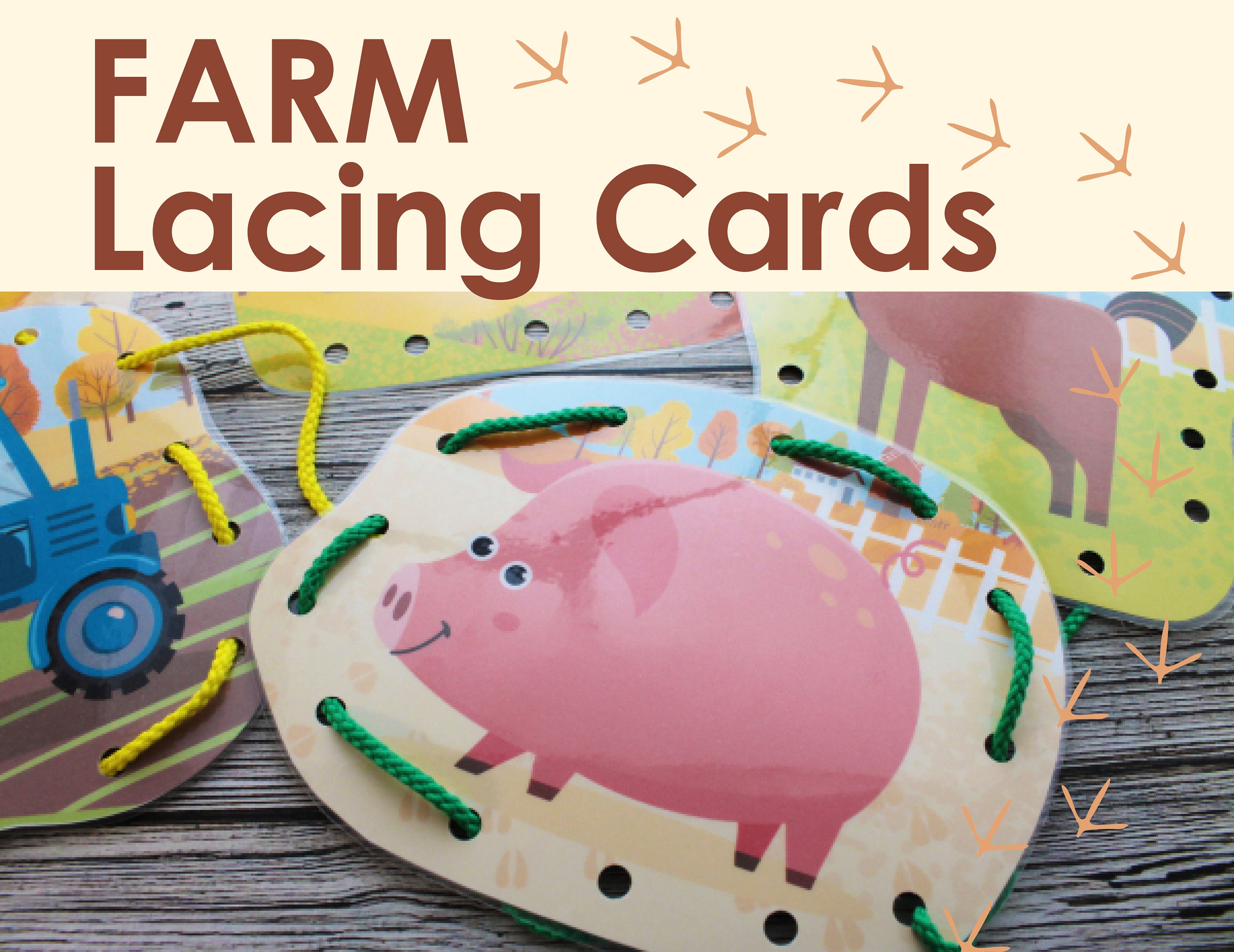 Farm Printable Lacing Card. Fine Motor Skill Tying Toy for - Etsy