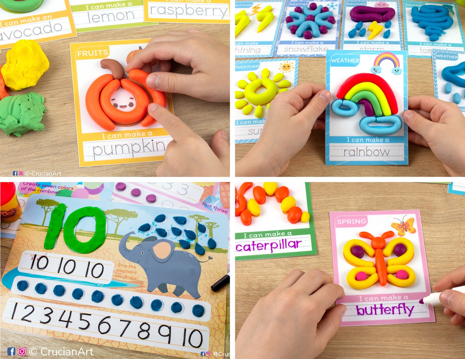 Playdough Mats Growing Bundle: Set of Printable Play Dough Mat ...