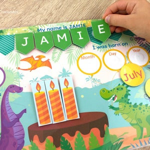 Dinosaur Themed Custom Name Spelling Activity. Printable Toddler Name ...