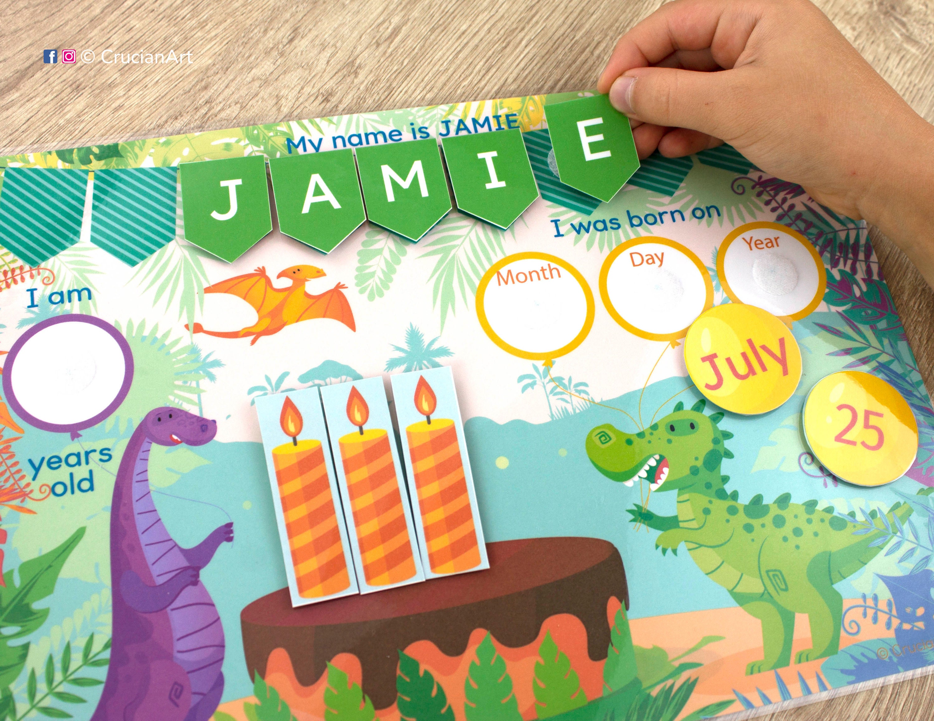 Dinosaur Themed Custom Name Spelling Activity. Printable Toddler Name ...