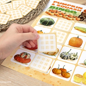 Pumpkins and Squashes Bingo Game: Printable Preschool, Kindergarten ...