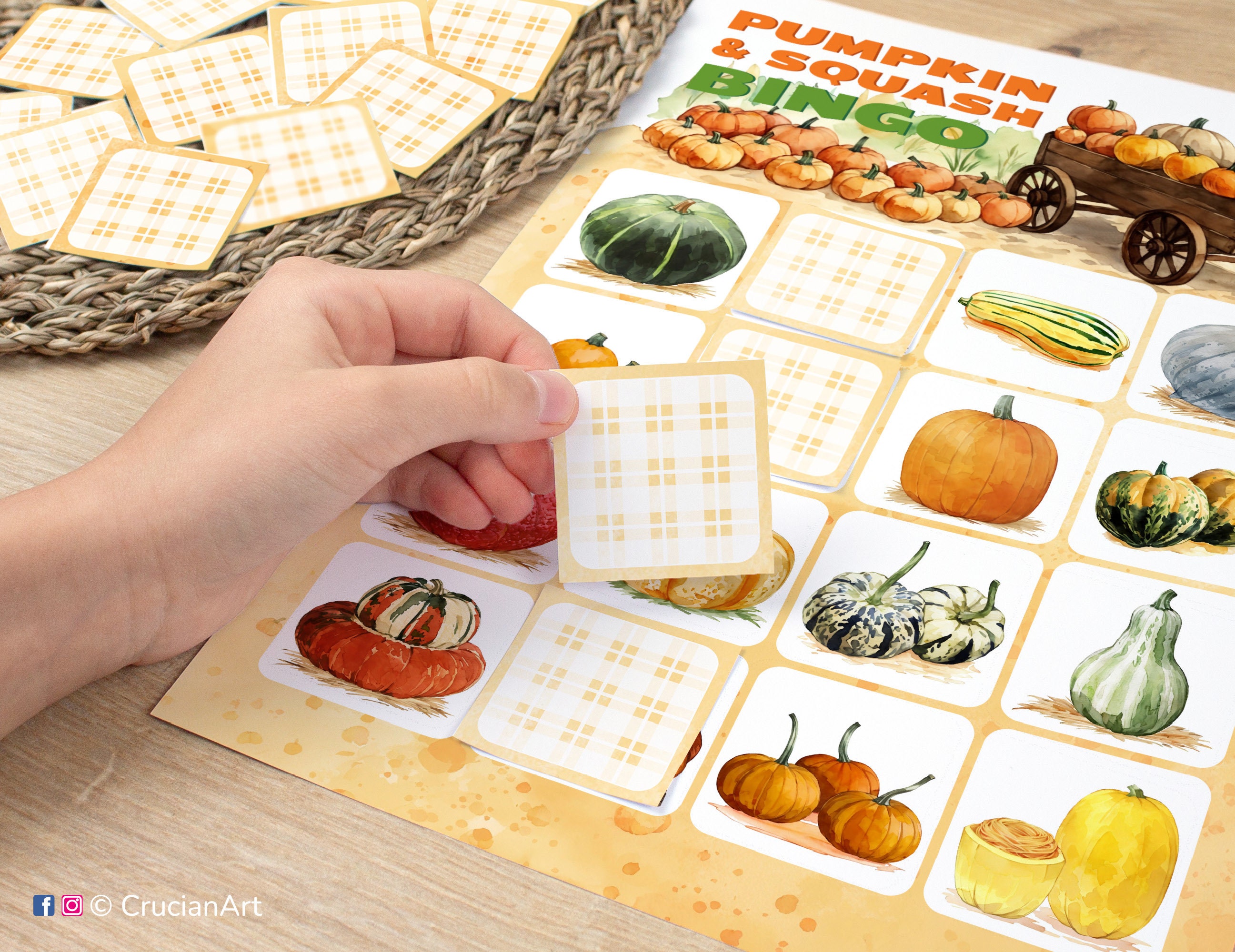 Pumpkins and Squashes Bingo Game: Printable Preschool, Kindergarten ...