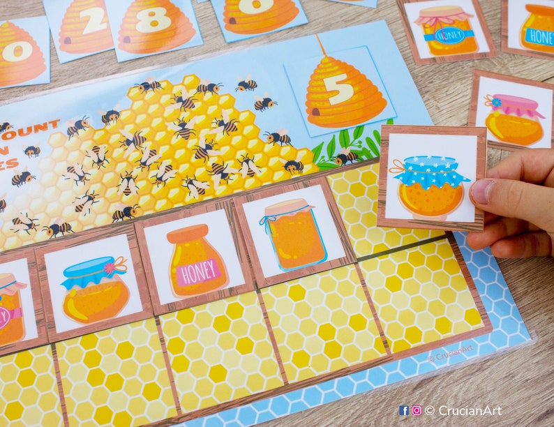 Honeybee Ten Frames Counting. Honey Bee Numbers 1-10 Printable - Etsy