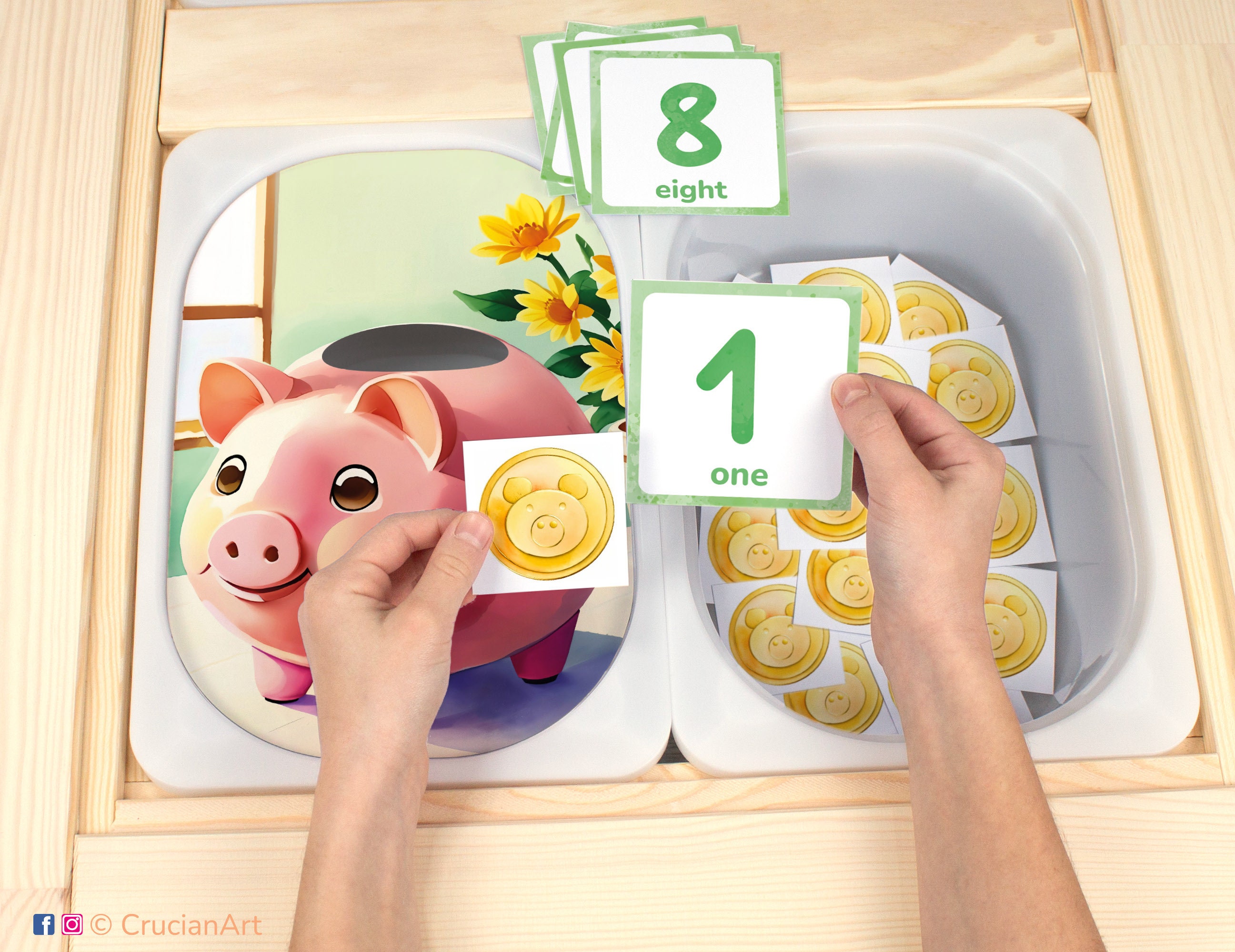Piggy Bank Coins Counting Activity: Printable Flisat Insert for Sensory ...