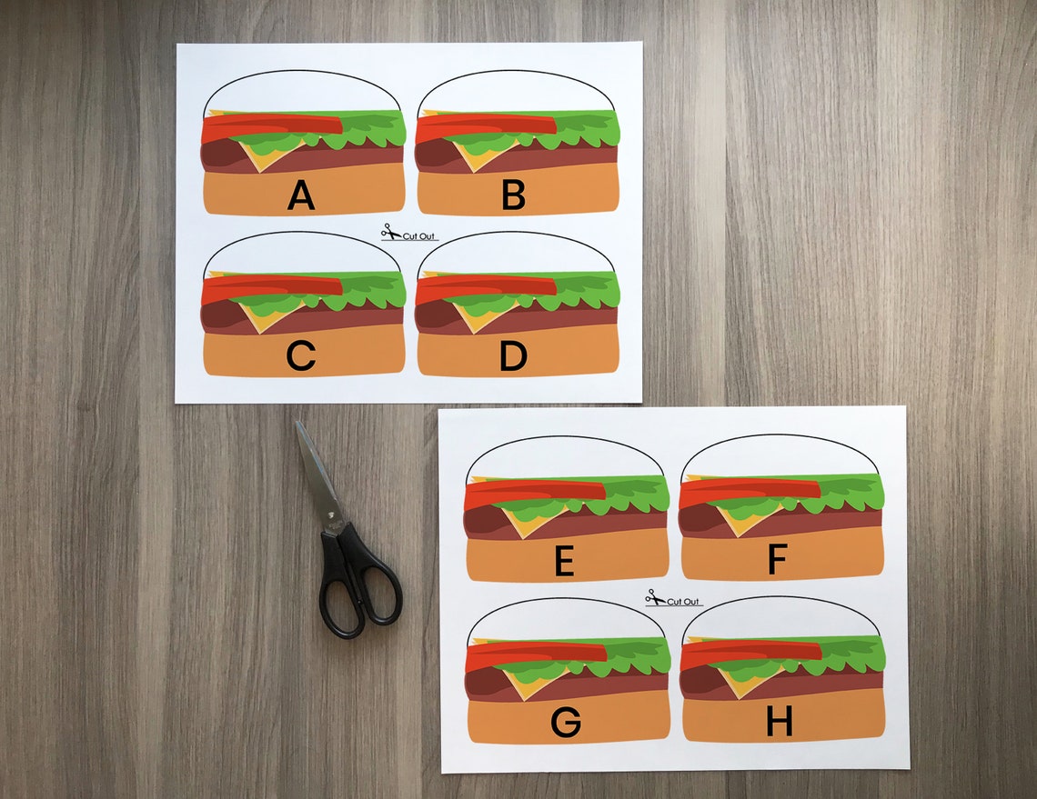 Burger Themed Alphabet. Uppercase and Lowercase Letters Matching ...