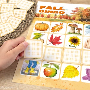 Fall Themed Bingo Game: Printable Preschool, Kindergarten, Toddler ...