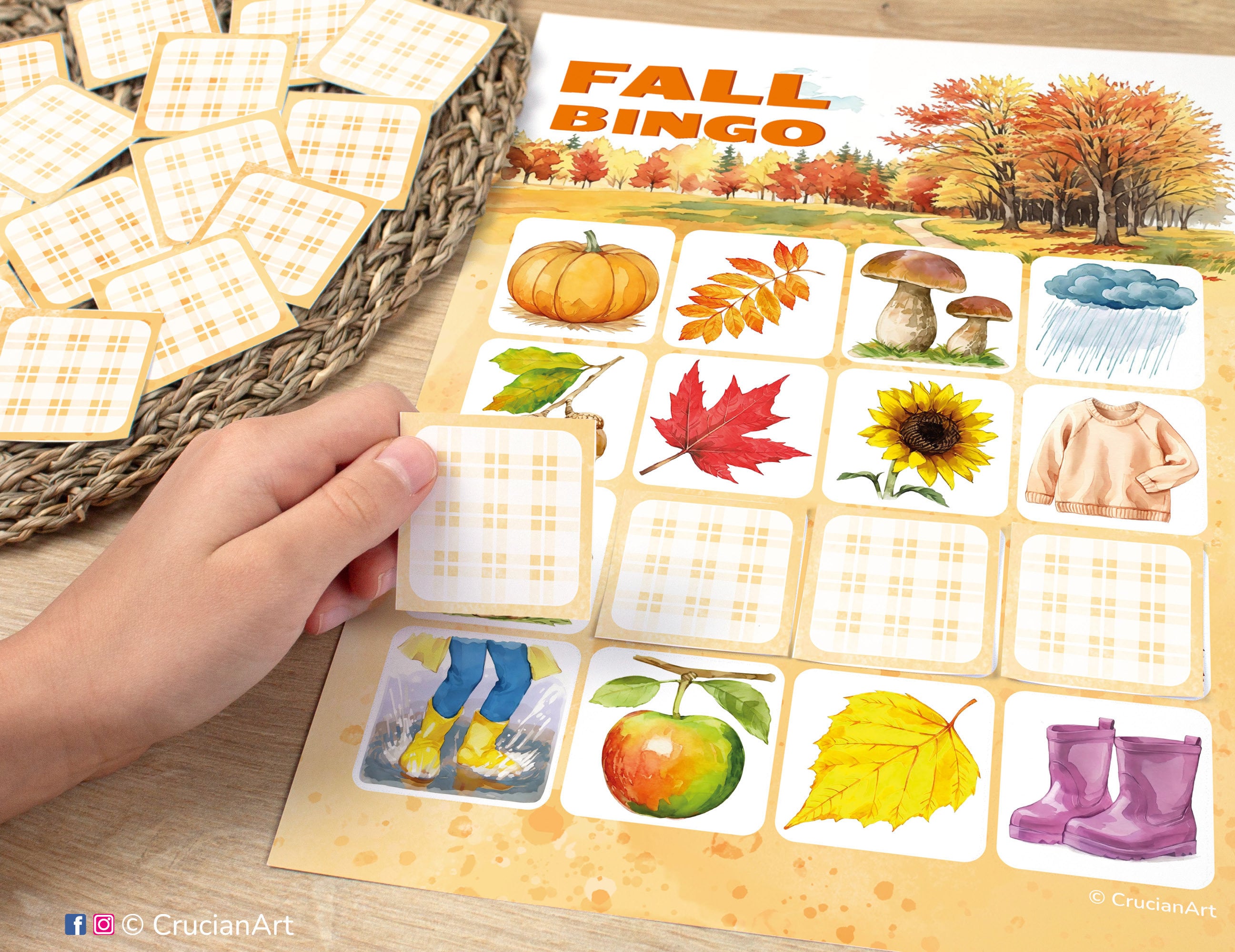 Fall Themed Bingo Game: Printable Preschool, Kindergarten, Toddler ...