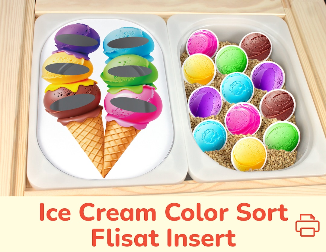 Ice Cream Scoop Color Sorting Activity: Flisat Insert Printable ...