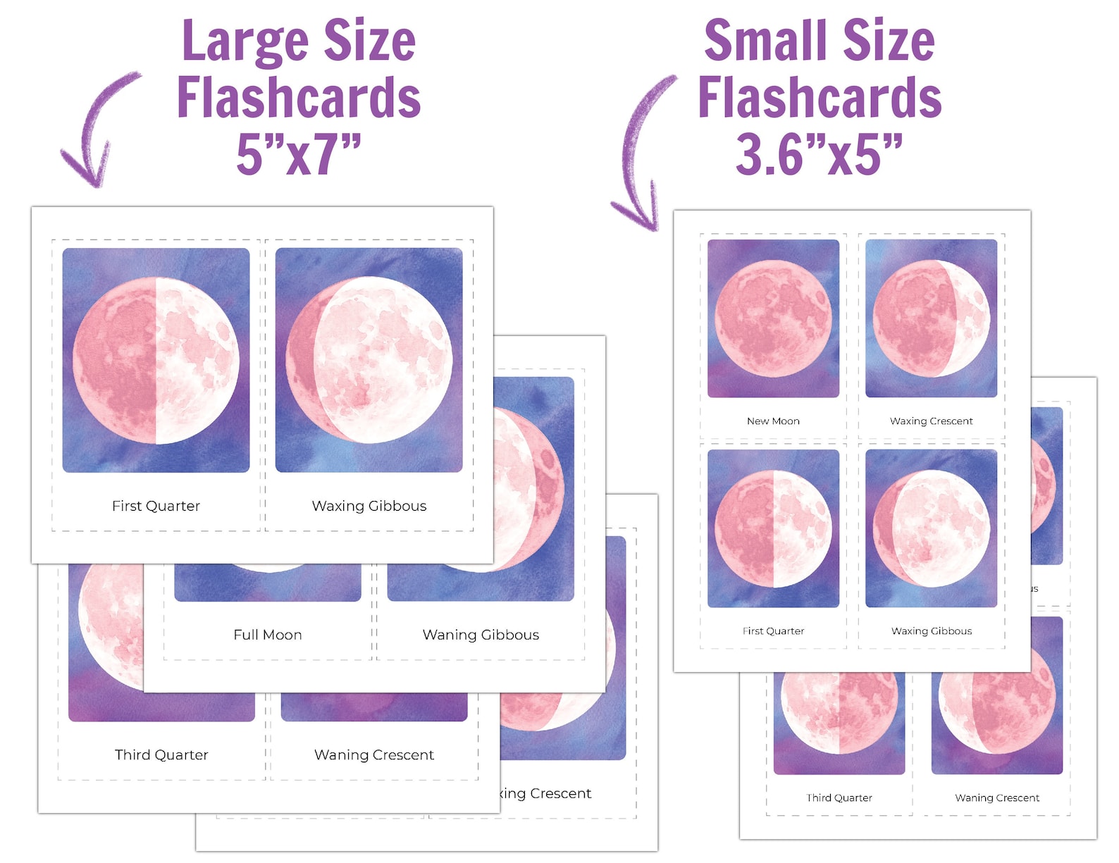 Moon Phases Flashcards & Poster Phases of the Moon - Etsy