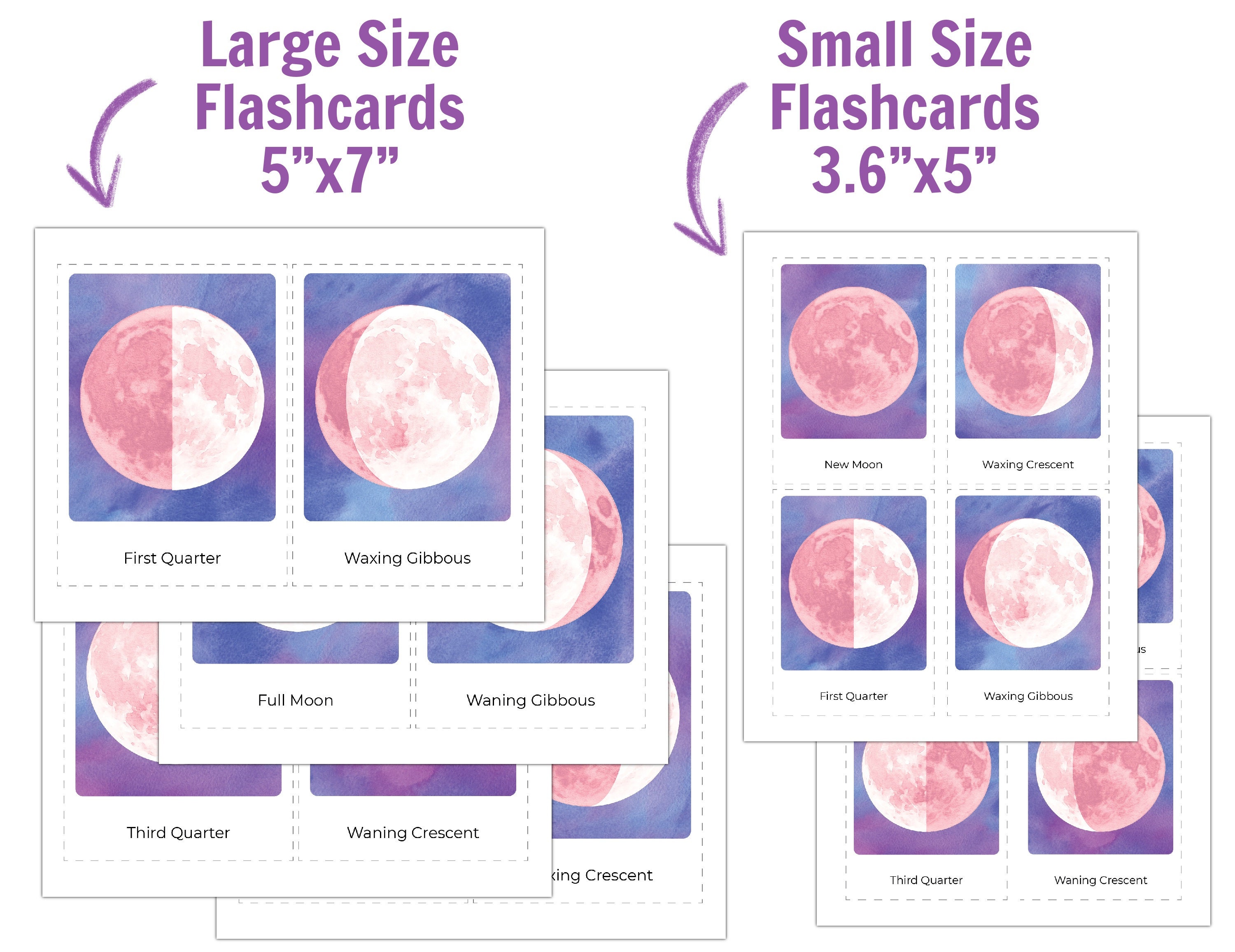 Moon Phases Flashcards & Poster Phases of the Moon - Etsy