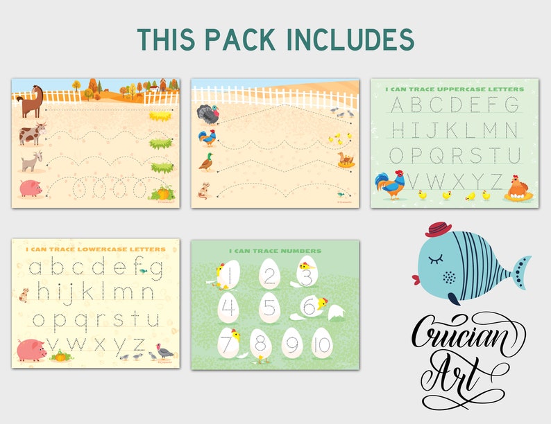 Alphabet Tracing Printable Worksheets. Farm Themed ABC - Etsy