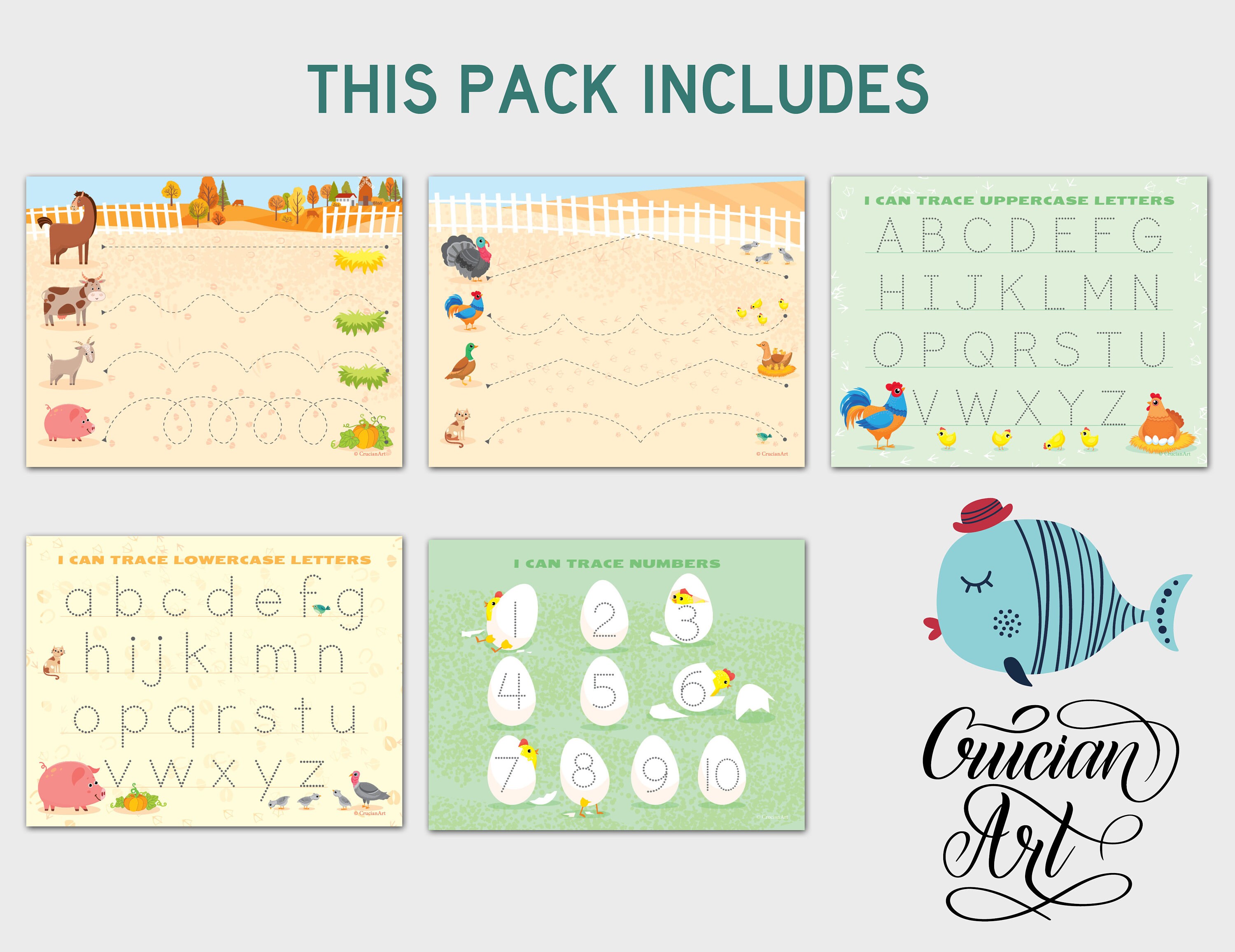 Alphabet Tracing Printable Worksheets. Farm Themed ABC | Etsy UK