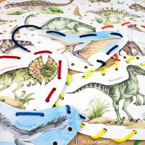 Dinosaur Lacing Cards. Dino Theme Toddler and Preschool Activity ...