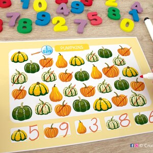 I Spy Pumpkins Counting Activity. Fall Printable Count to 10 Worksheets ...