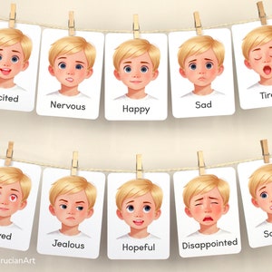 Emotion Flash Cards. Printable Flashcards for Boy: Explore Feelings ...