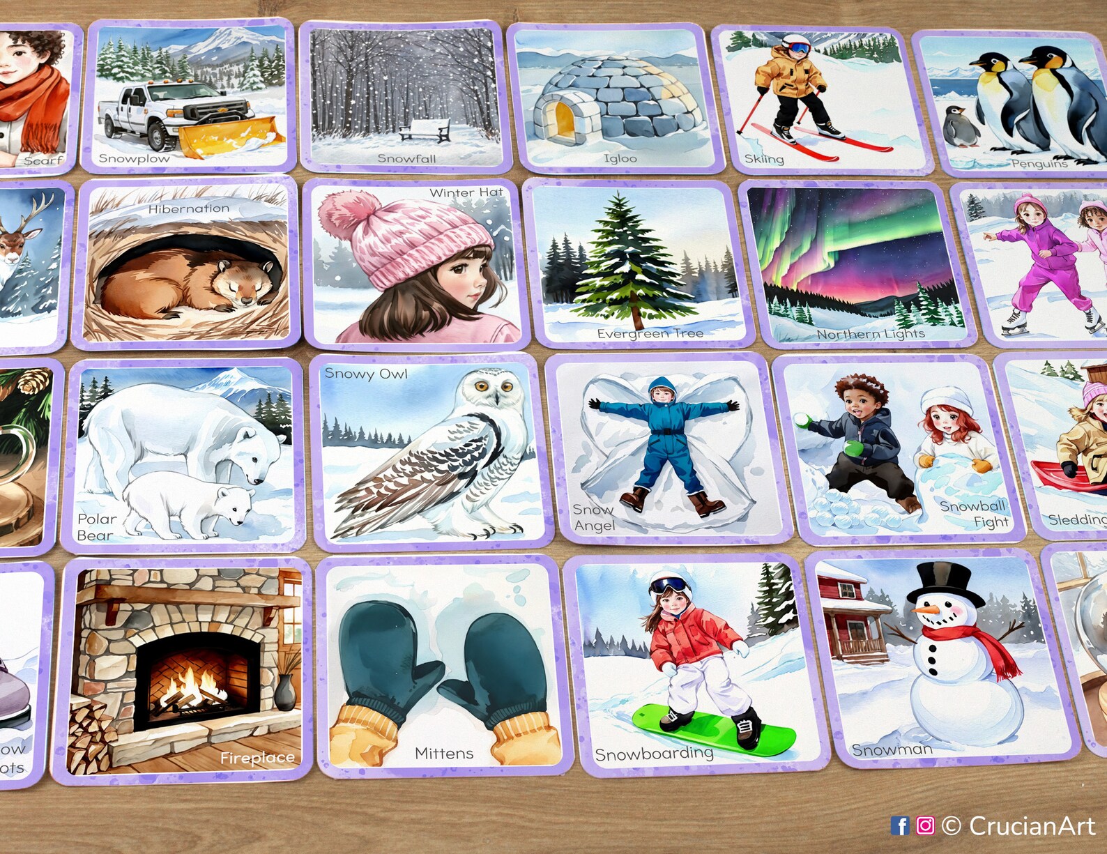 Winter Memory Game: Printable Toddler, Preschool, Kindergarten Matching ...