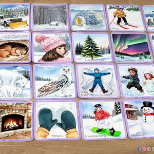 Winter Memory Game: Printable Toddler, Preschool, Kindergarten Matching ...
