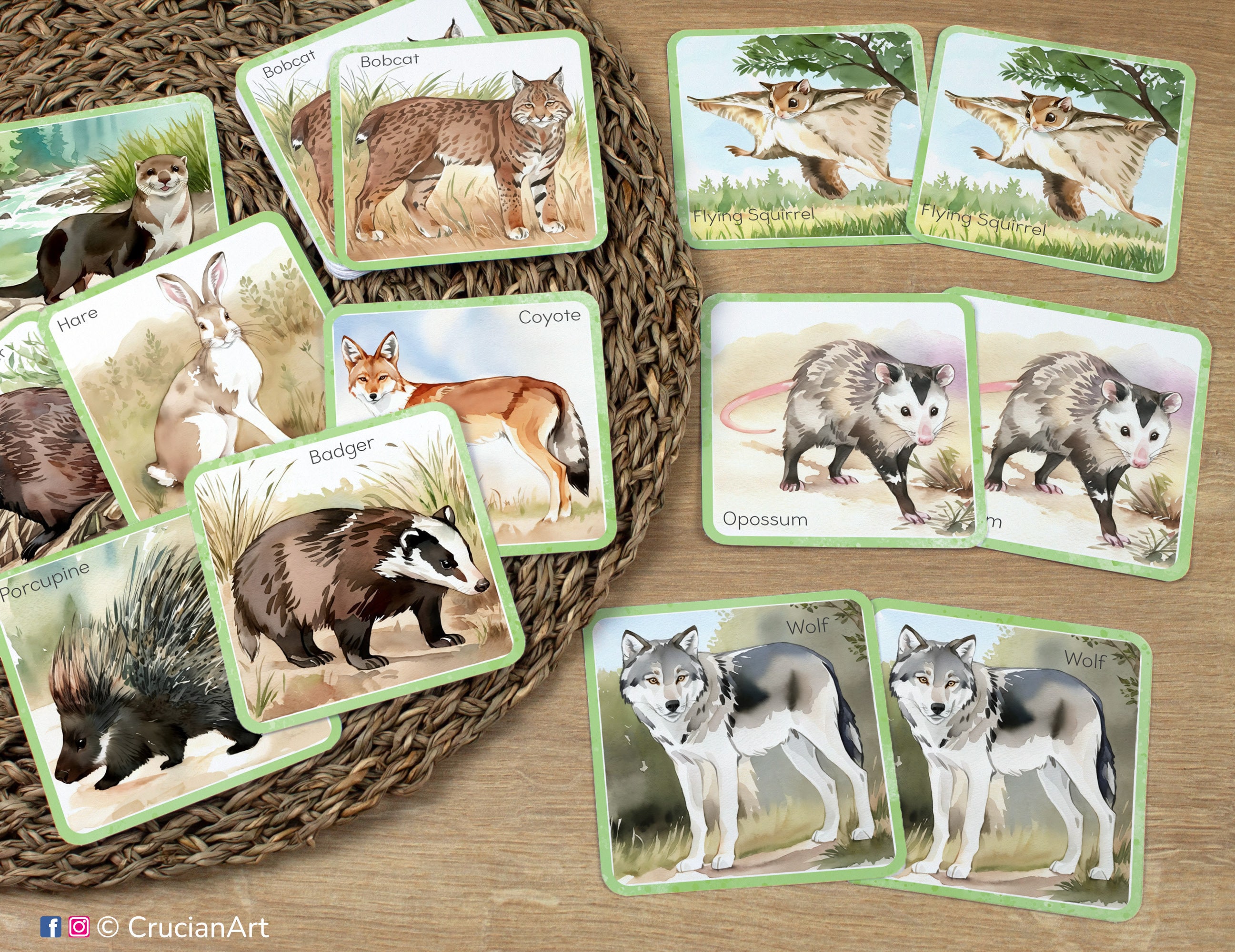 Woodland Animals Memory Game: Printable Toddler Preschool Kindergarten ...