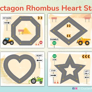 2D Shapes Printable Road Mat for Boys. Construction Truck Tracing ...