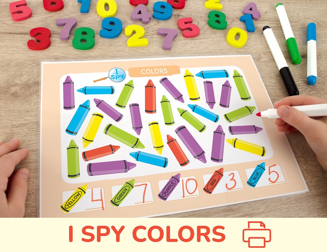 Colors I Spy Counting Activity. Crayons Color Learning - Etsy
