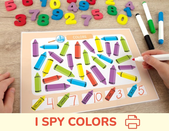 Colors I Spy Counting Activity. Crayons Color Learning - Etsy