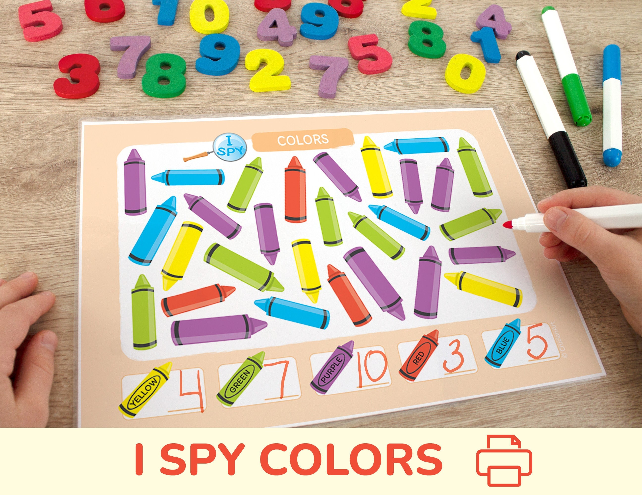 Colors I Spy Counting Activity. Crayons Color Learning - Etsy