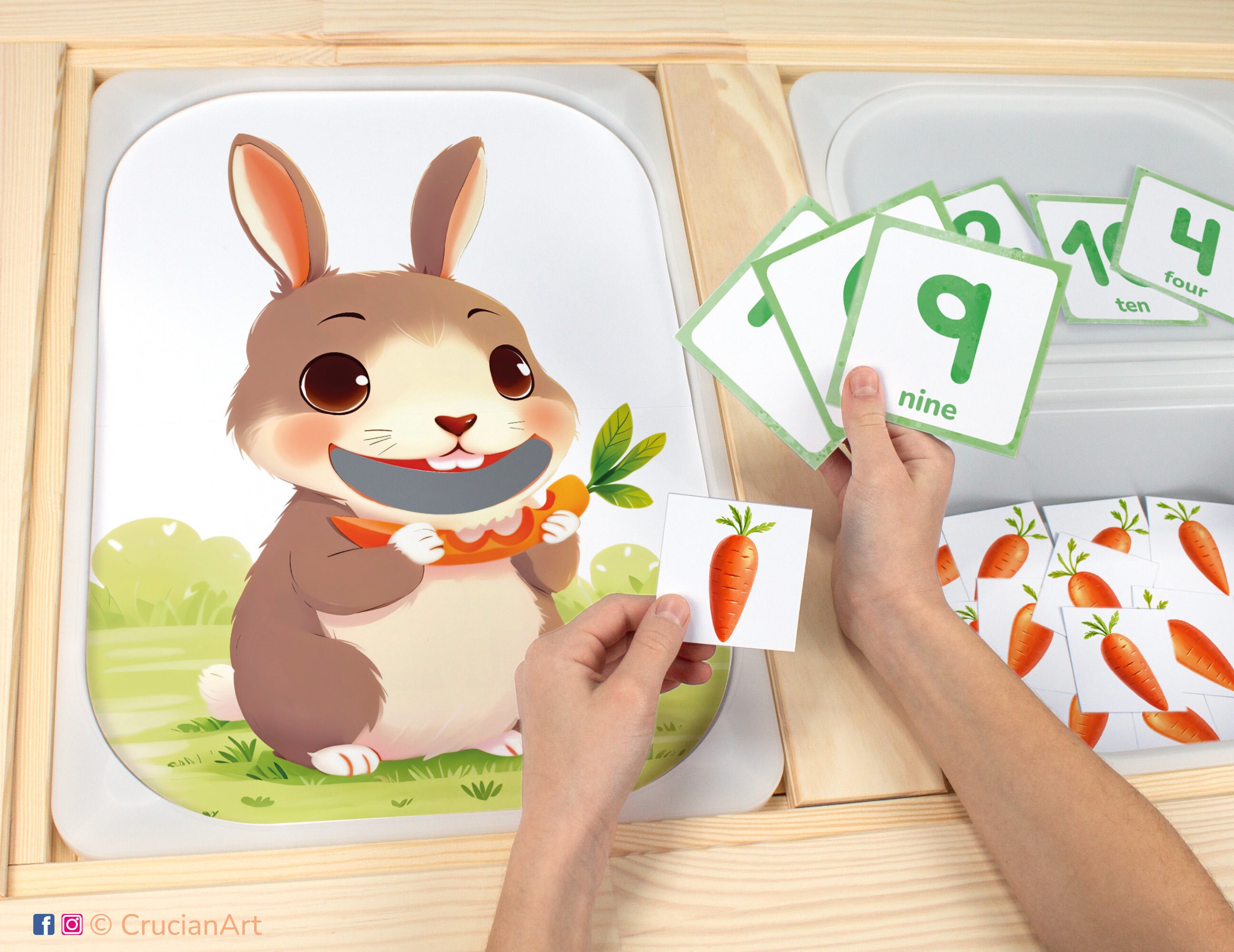 Feed the Bunny Carrots Flisat Insert: Counting up to 12 Printable ...