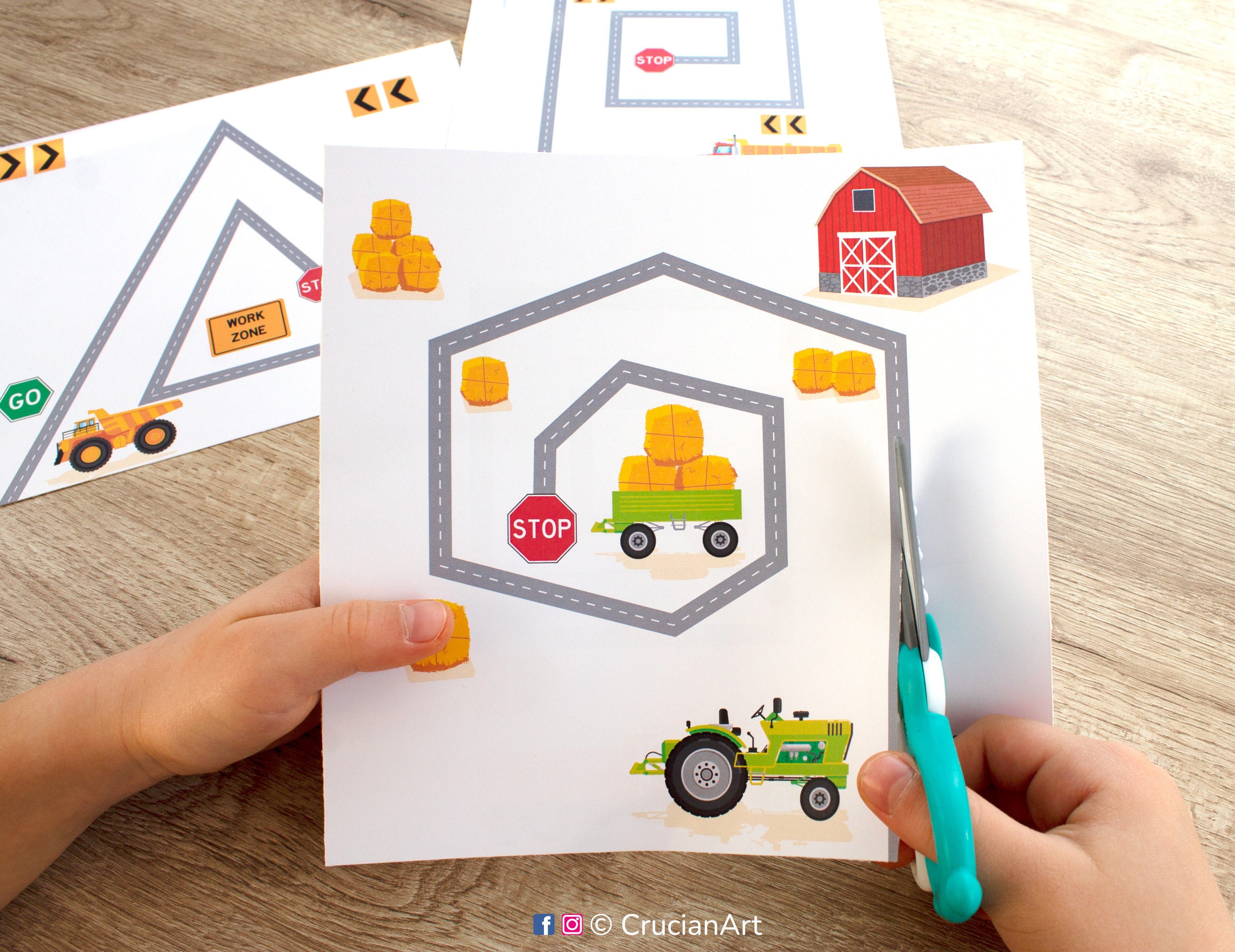 Construction Trucks Scissor Skills Activities. Printable Fine Motor ...