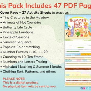 Summer Busy Book. Printable Preschool Activity Book. Preschool ...
