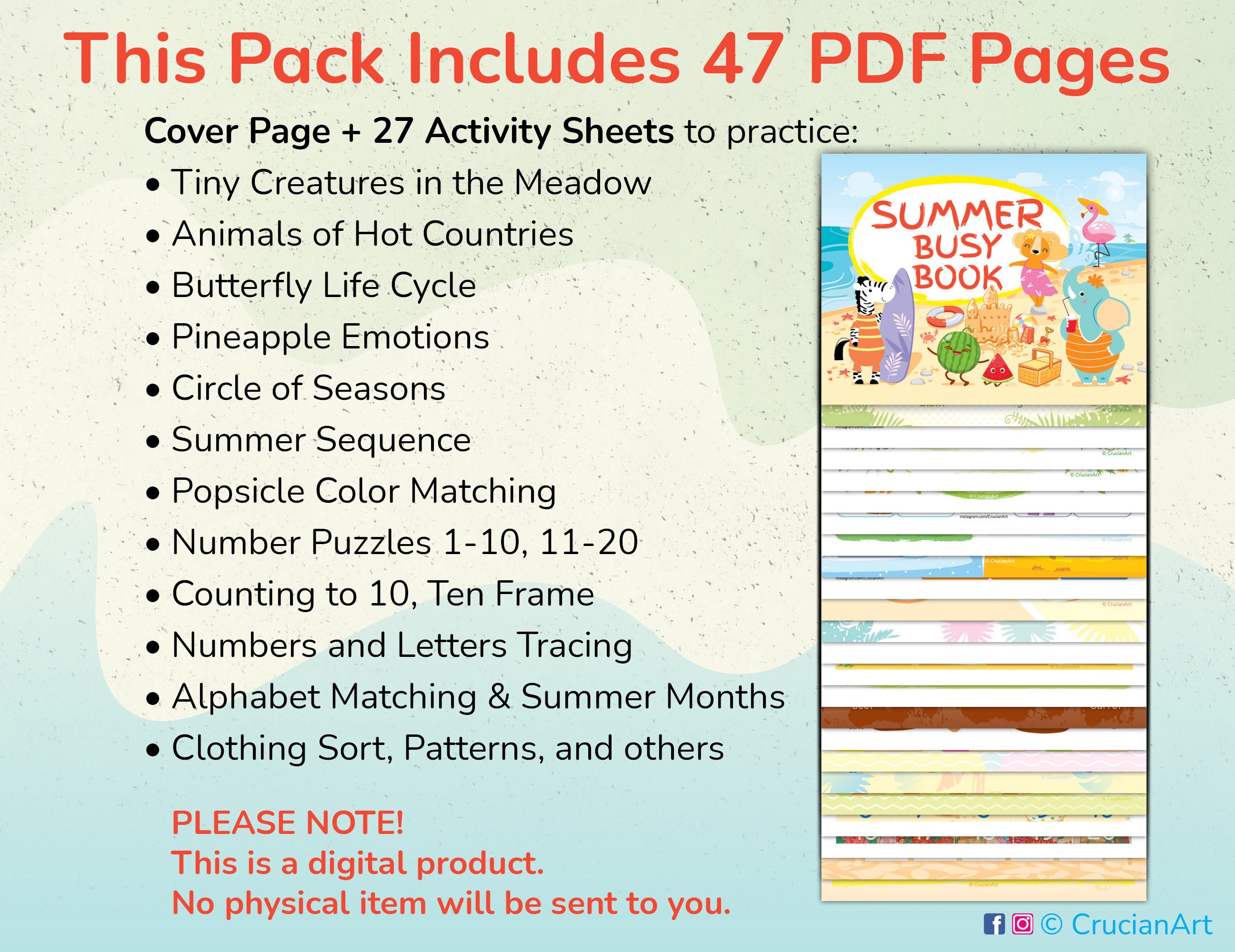 Summer Busy Book. Printable Preschool Activity Book. Preschool ...