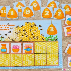 Honeybee Ten Frames Counting. Honey Bee Numbers 1-10 Printable ...