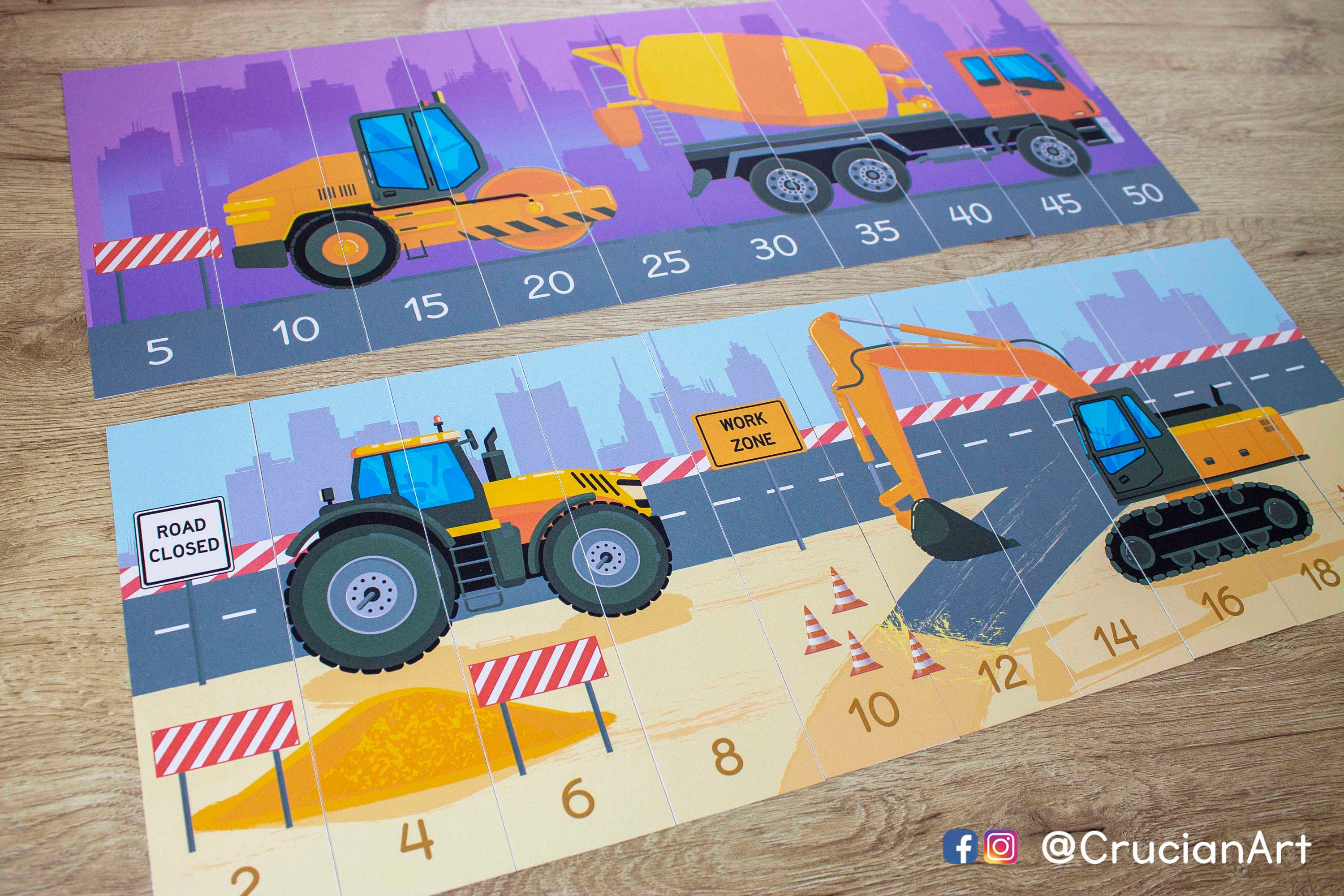 Skip Counting by 2s 5s 10s. Skip Count Puzzle. Printable Construction ...