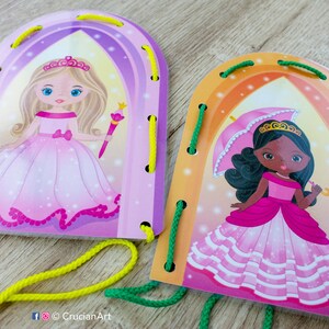 Mermaids & Princesses Lacing Cards for Girls. Printable Fine Motor ...