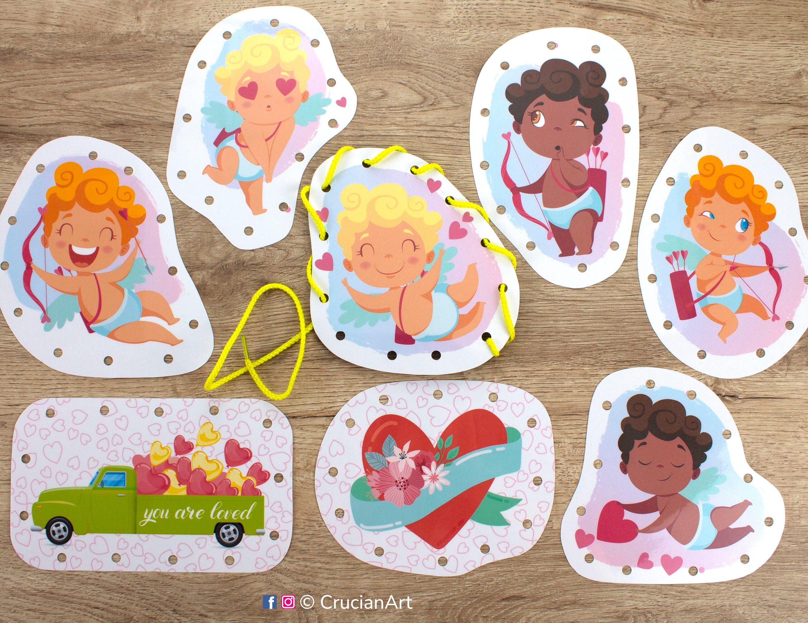 VALENTINE'S DAY Lacing Cards. Printable Fine Motor Skill - Etsy