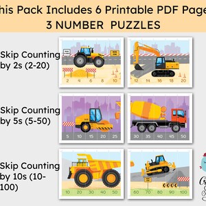 Skip Counting by 2s 5s 10s. Skip Count Puzzle. Printable Construction ...