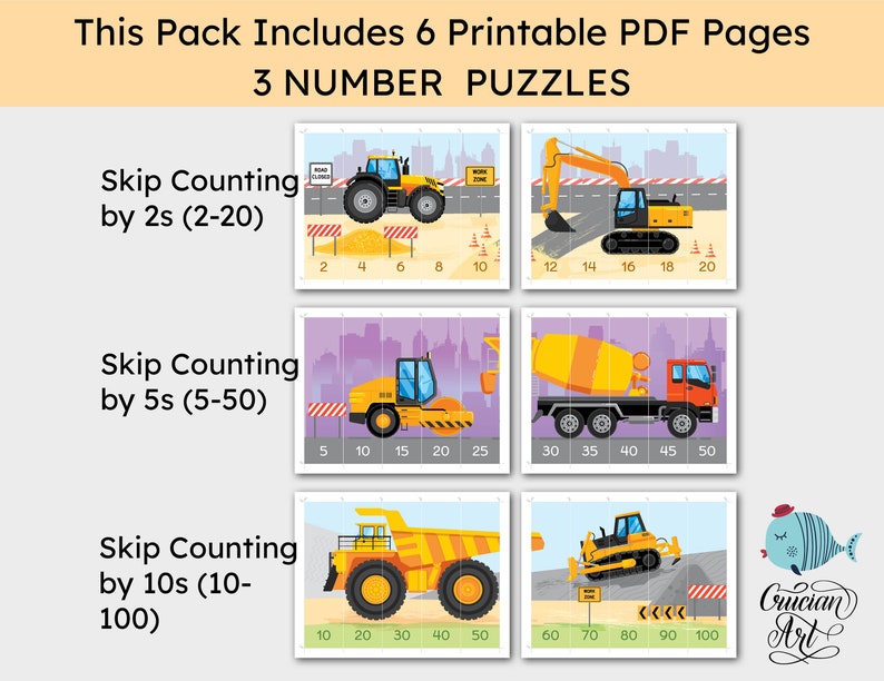 Skip Counting by 2s 5s 10s. Skip Count Puzzle. Printable - Etsy