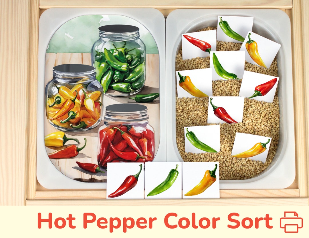 Hot Pepper Color Sorting Activity: Flisat Insert Printable Template for ...