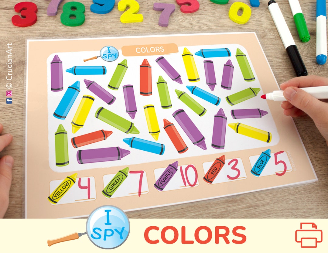 Colors I Spy Counting Activity. Crayons Color Learning Printable ...