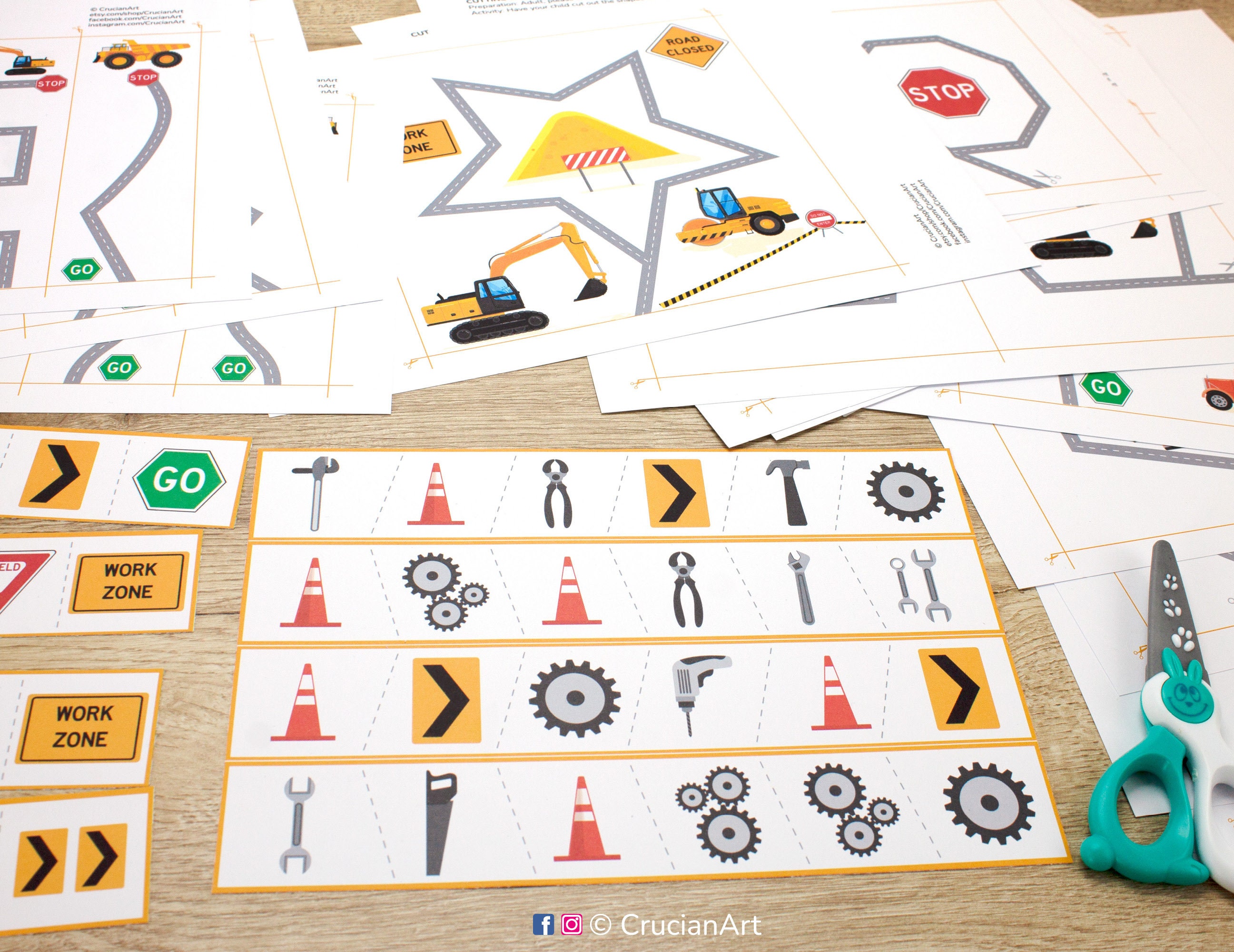 Construction Trucks Scissor Skills Activities. Printable Fine Motor ...