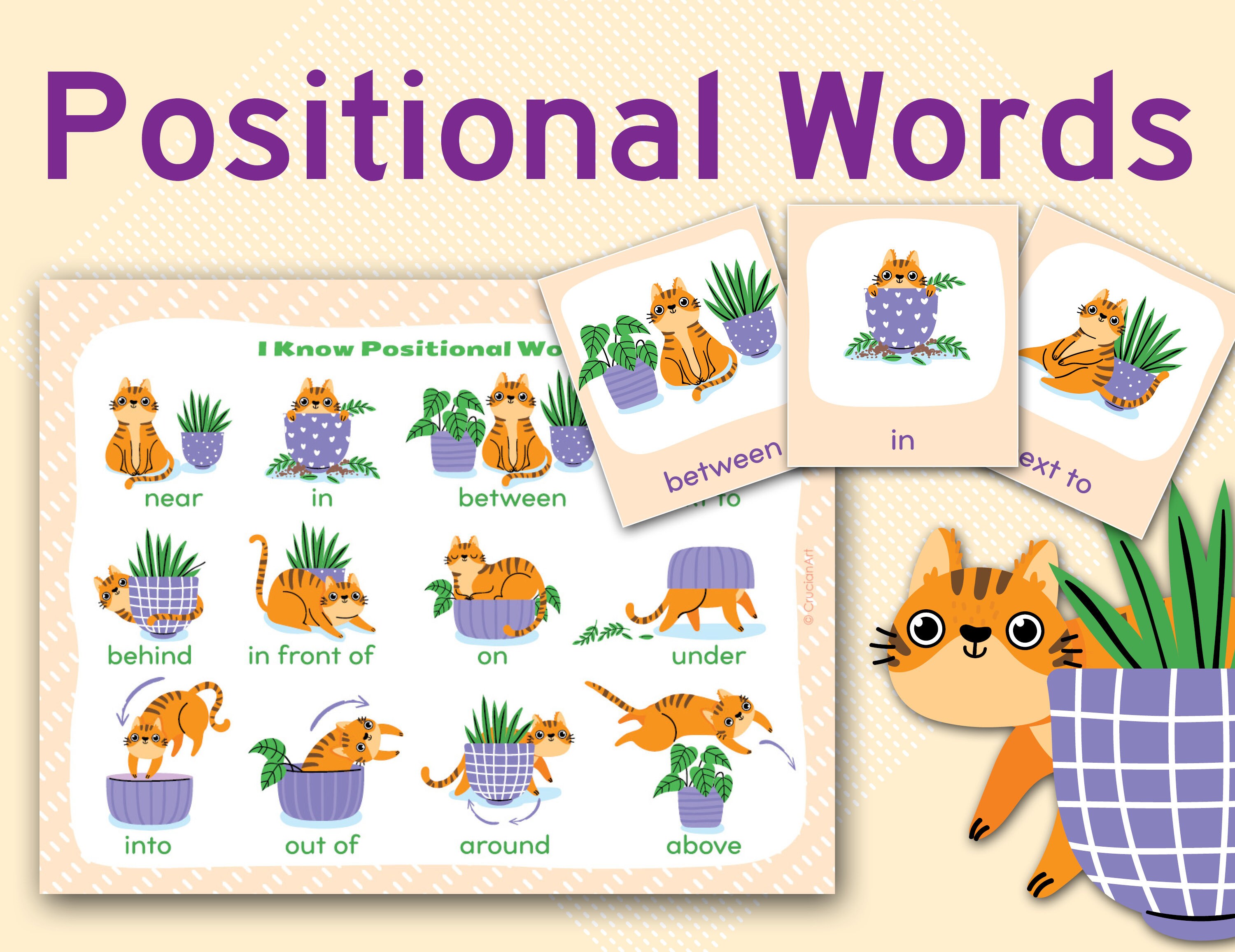Positional Words Printable Cards. Prepositions Learning - Etsy Australia