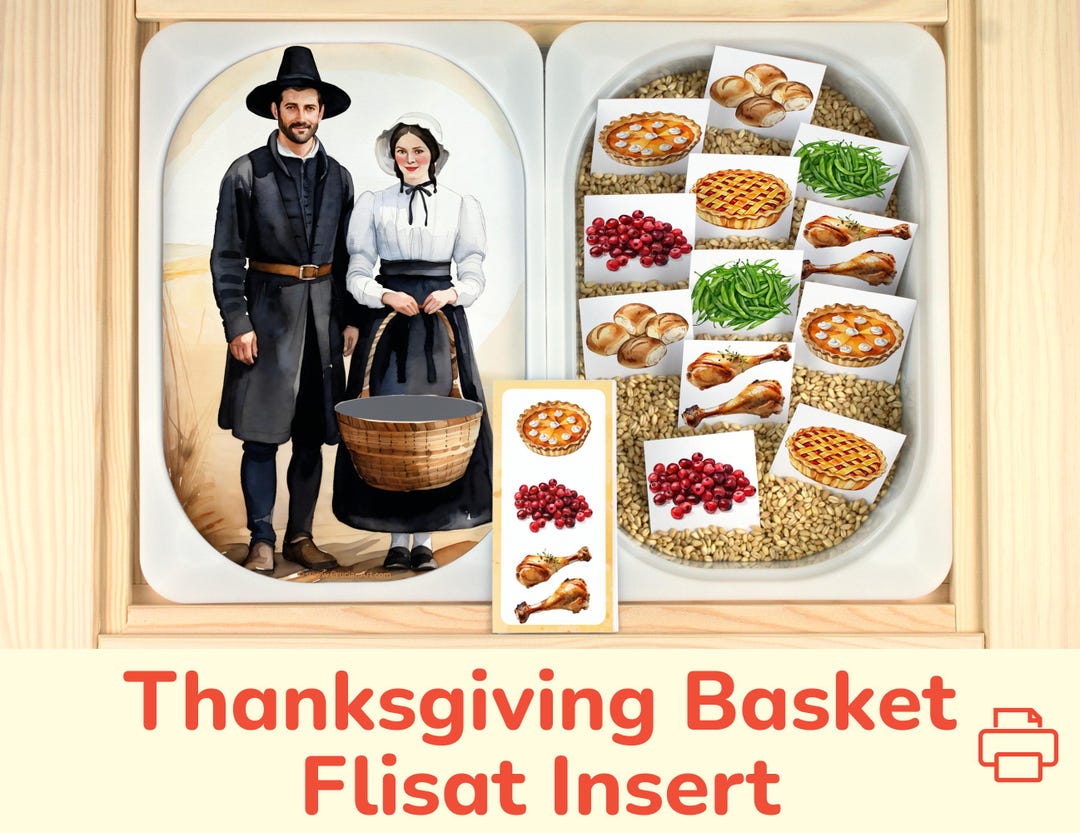 Fill the Pilgrims Basket Flisat Insert: Thanksgiving Matching Activity ...