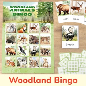 Woodland Animals Bingo Game: Printable Preschool, Kindergarten, Toddler ...