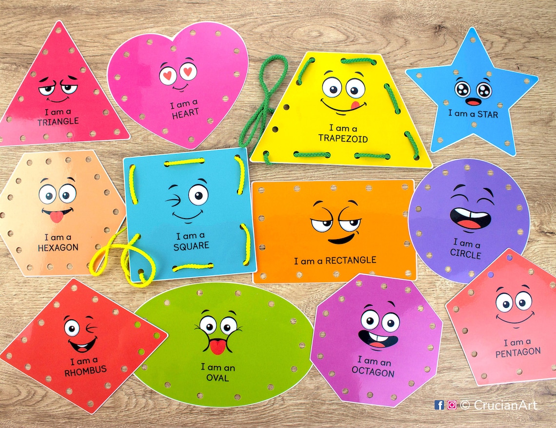 Shapes Printable Lacing Cards. Toddler and Preschool Fine - Etsy