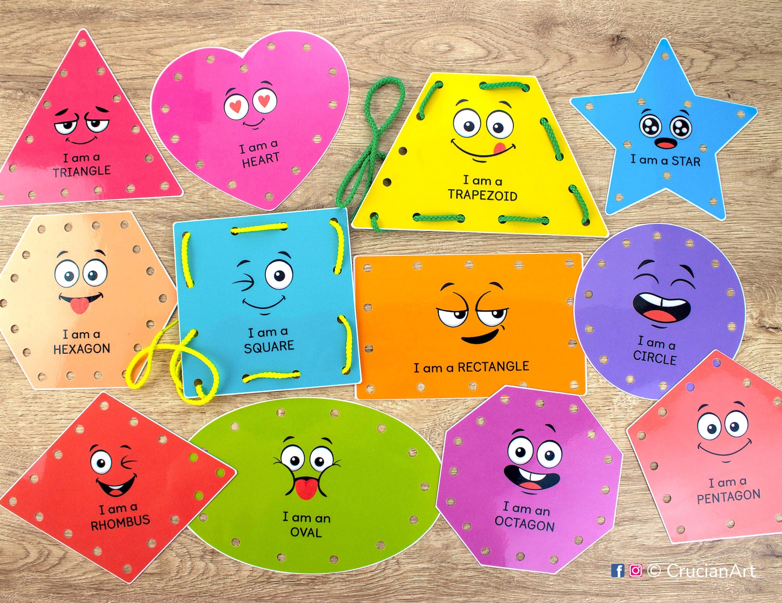 Shapes Printable Lacing Cards. Toddler and Preschool Fine Motor Skill ...