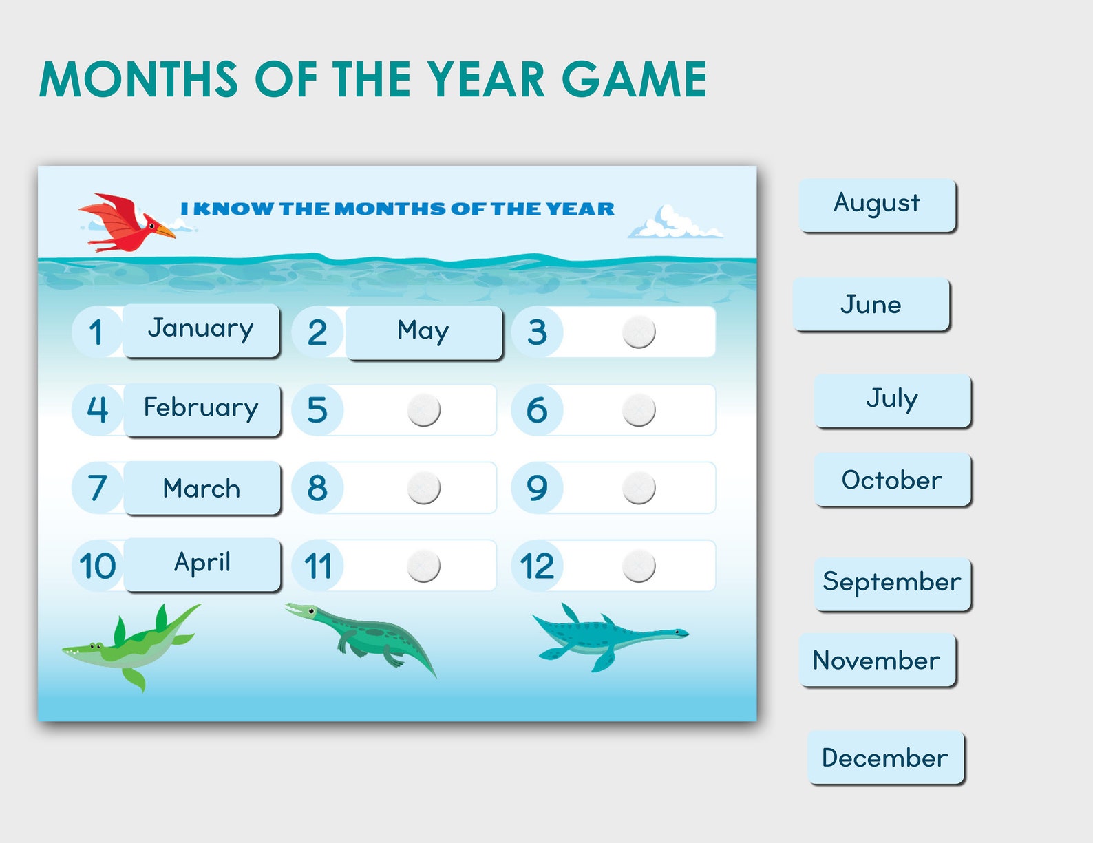 Dinosaur Season & Months Printable Activities. Circle Time | Etsy