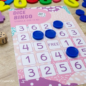 Dice Bingo Printable. Preschool Number Activity 1-12. - Etsy