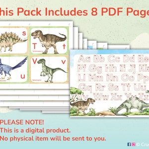 Dinosaur Alphabet Puzzle Pairs. Dino ABC Matching Cards. Toddler ...