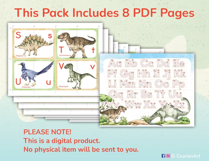 Dinosaur Alphabet Puzzle Pairs. Dino ABC Matching Cards. Toddler ...