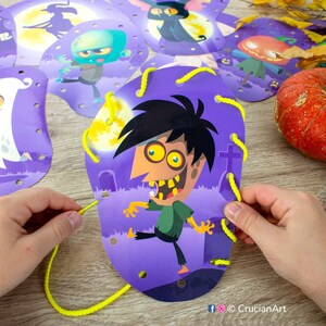 HALLOWEEN Printable Lacing Cards. Toddler and Preschool Fine Motor ...