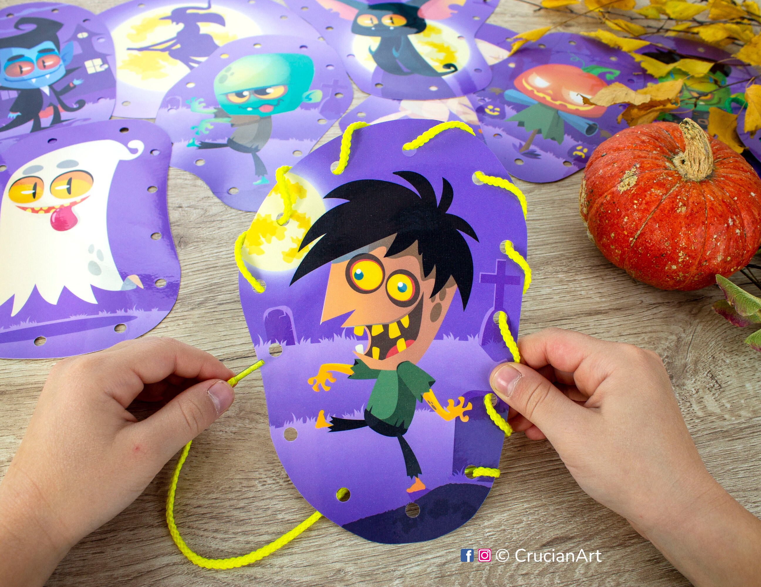 HALLOWEEN Printable Lacing Cards. Toddler and Preschool Fine - Etsy